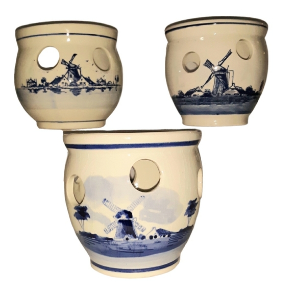 Vintage | Accents | Vintage Delft 5 Crocus Bulb Planters Set Of 3 ...